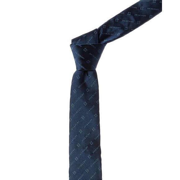 Givenchy | Accessories | Givenchy Navy Diagonal Logo Silk Tie | Poshmark